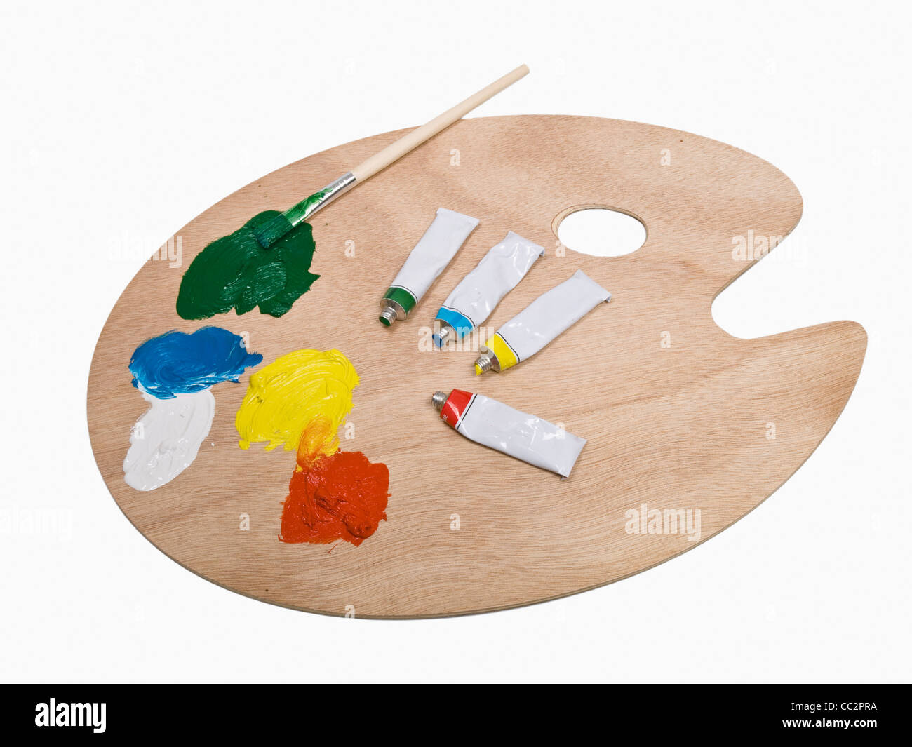 Detail photo of a color palette and different colors Stock Photo - Alamy