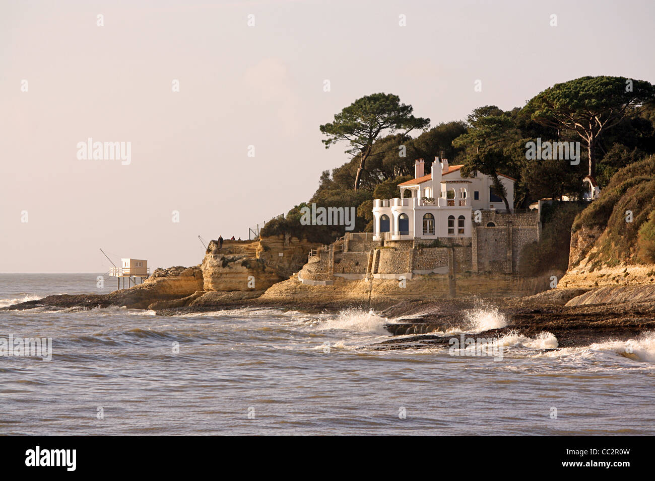 Villa on cliffs north of St Palais-sur-Mer, France Stock Photo - Alamy