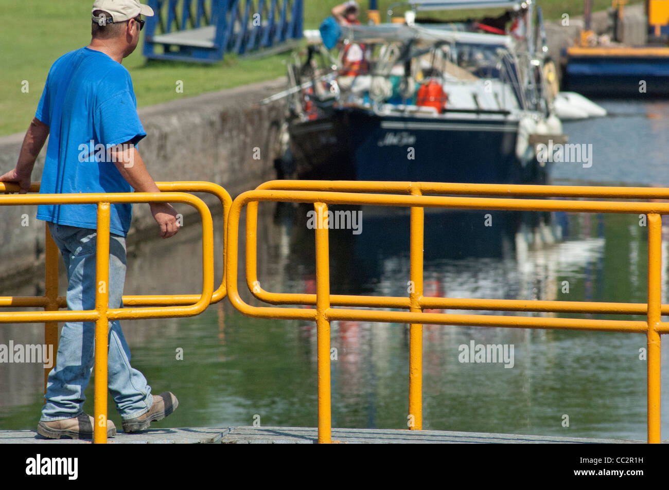 New York state, Erie Canal on the Mohawk river between Little Falls ...