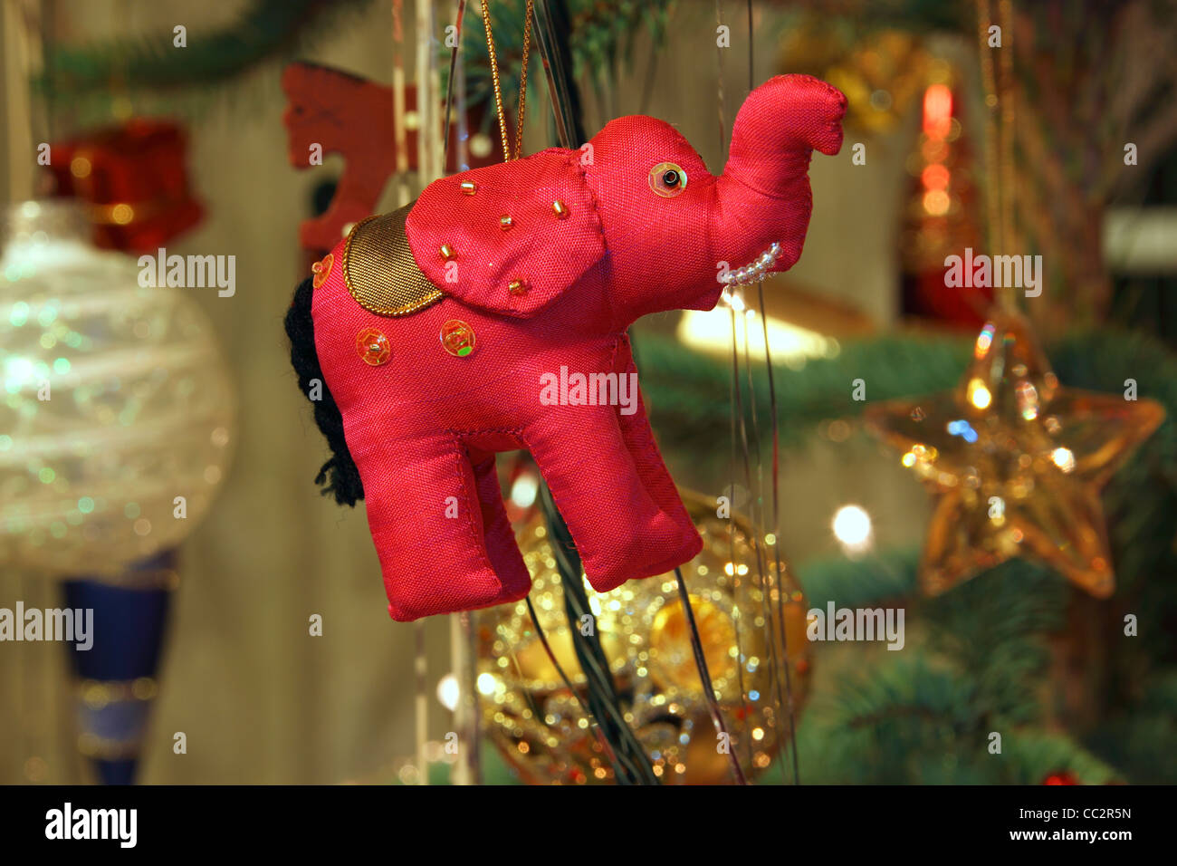 Big red christmas star decoration hi-res stock photography and images ...