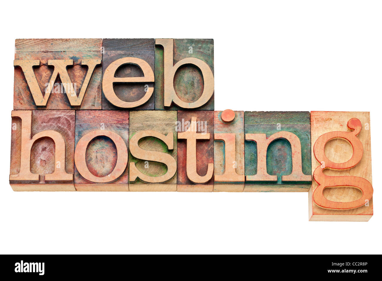 web hosting - internet concept - isolated text in vintage wood ...