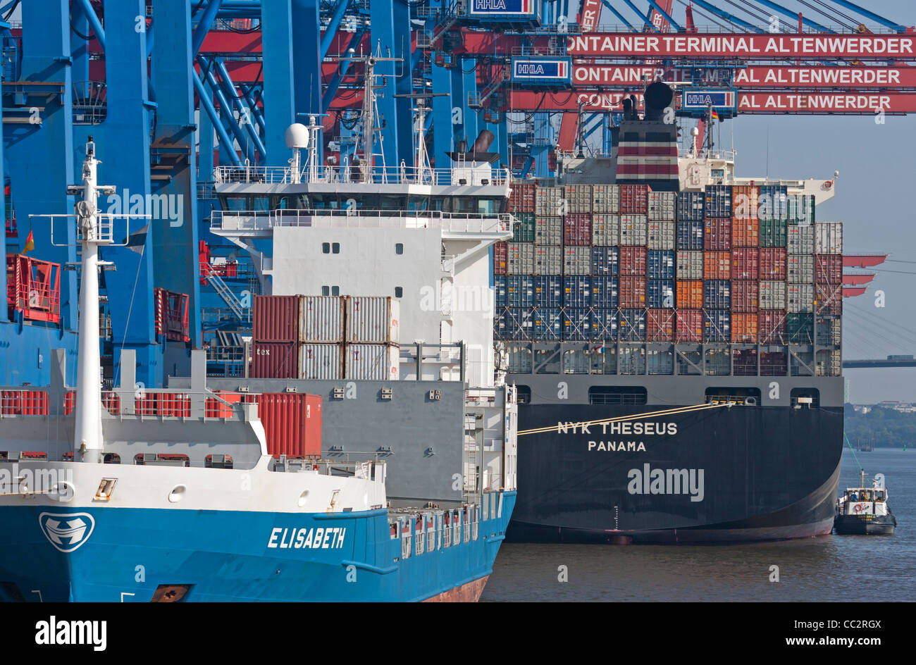 Container terminal Altenwerder at Hamburg harbor, Germany Stock Photo ...