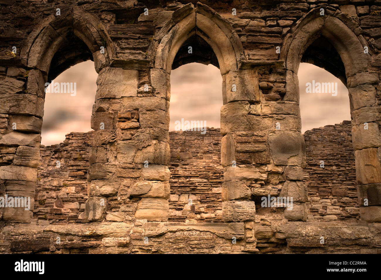 Old Abbey ruins arched windows Stock Photo - Alamy