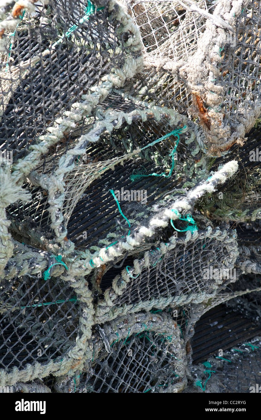 Lobster and crab pot drying in port Stock Photo - Alamy