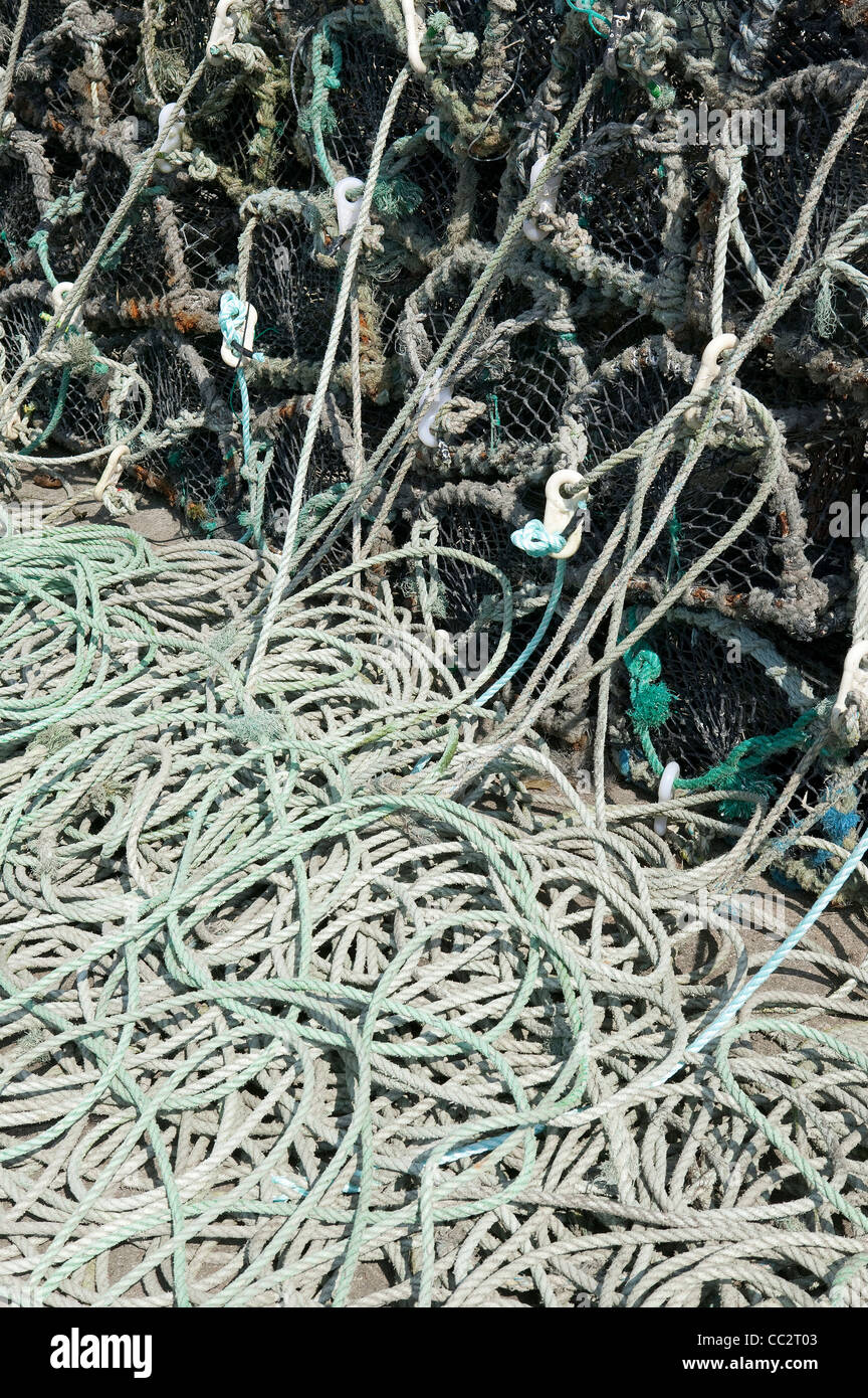 Lobster and crab pot drying in port Stock Photo - Alamy