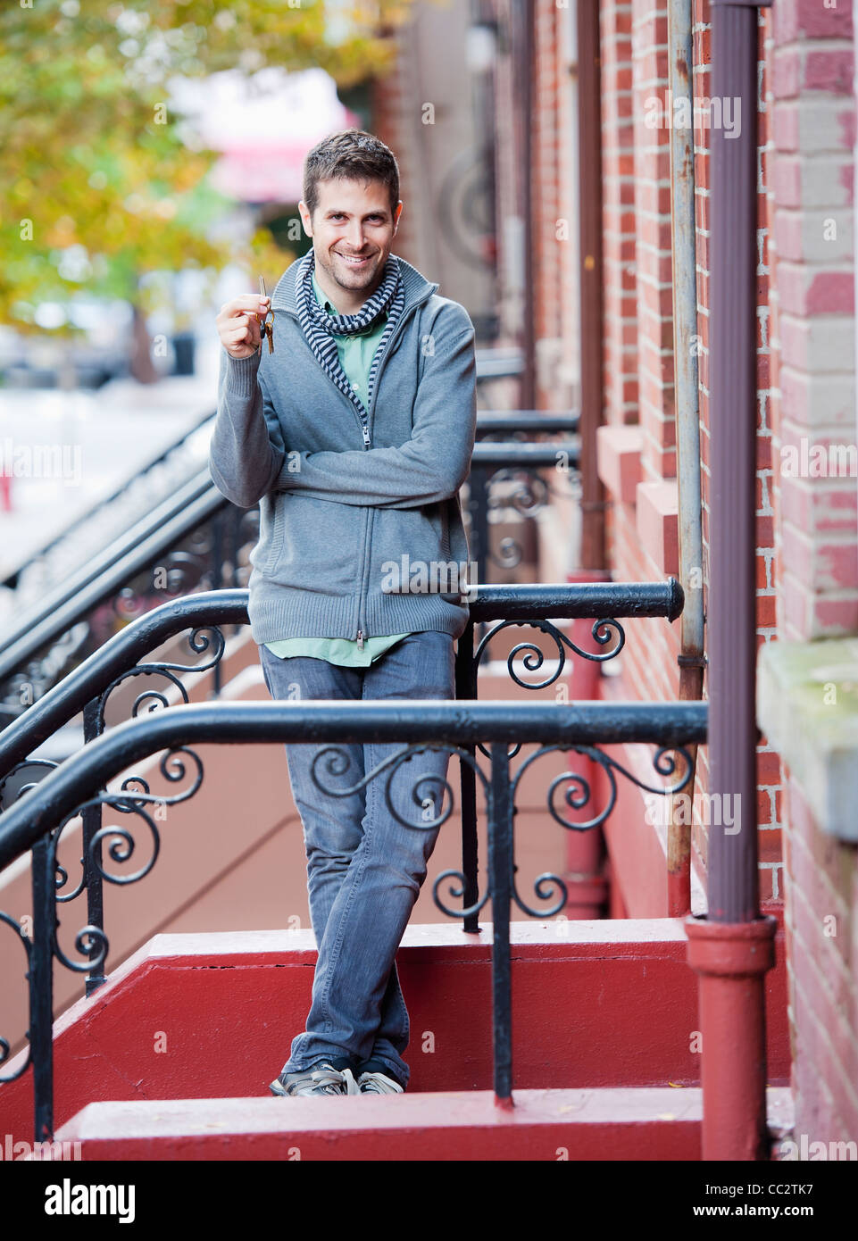 USA, New Jersey, Jersey City, Man coming back home Stock Photo - Alamy