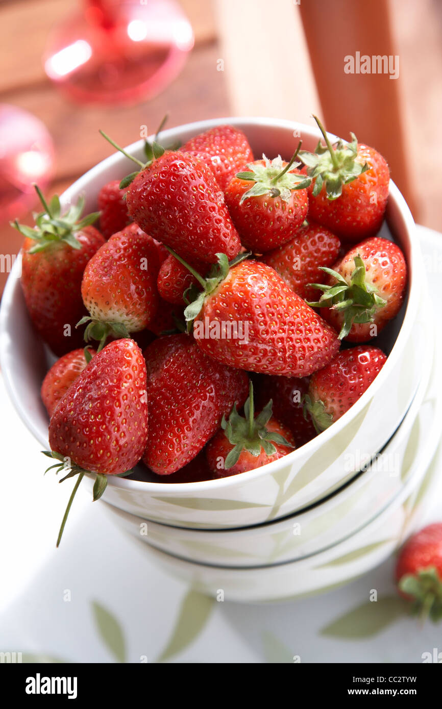 Bowl Of Strawberries Stock Photo - Alamy