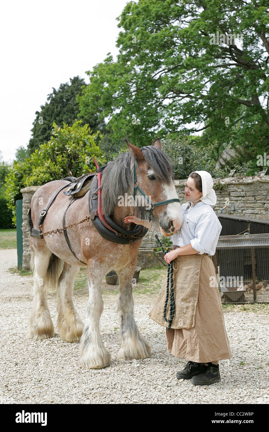Shire Horse With Female In Period Costume Stock Photo - Alamy