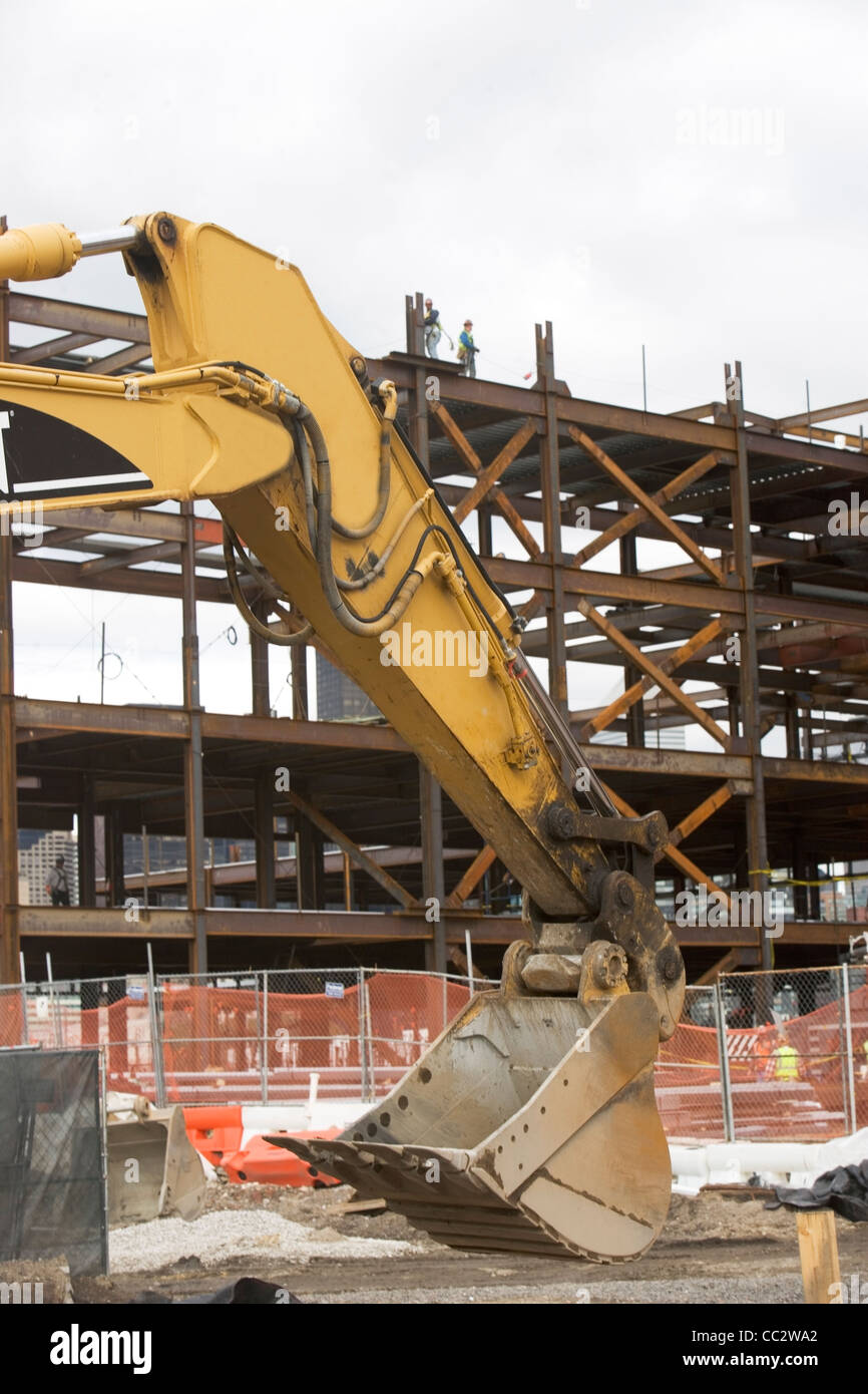 USA, New York City, Digger at construction site Stock Photo - Alamy