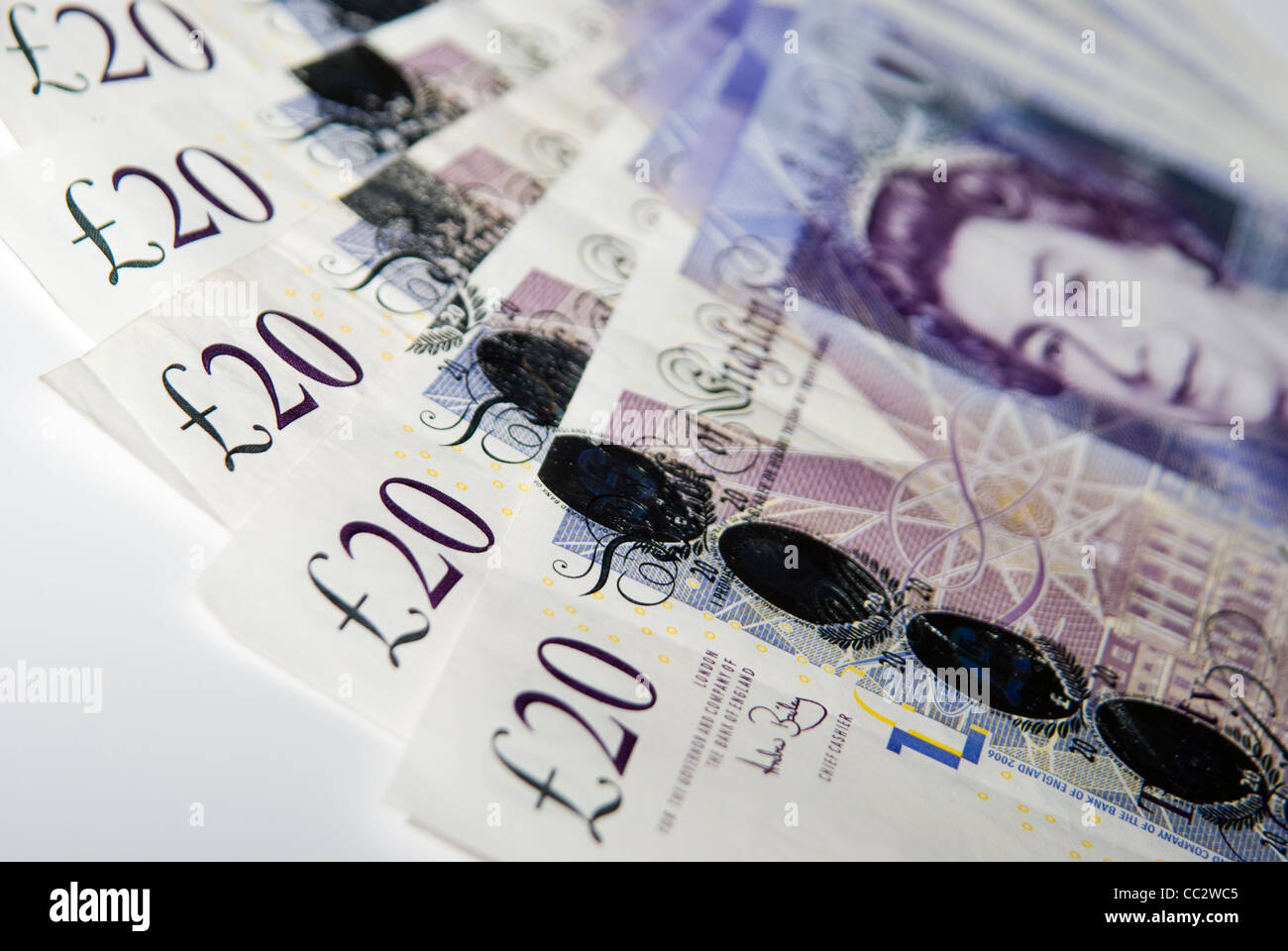 British £20 notes. Landscape image Stock Photo - Alamy