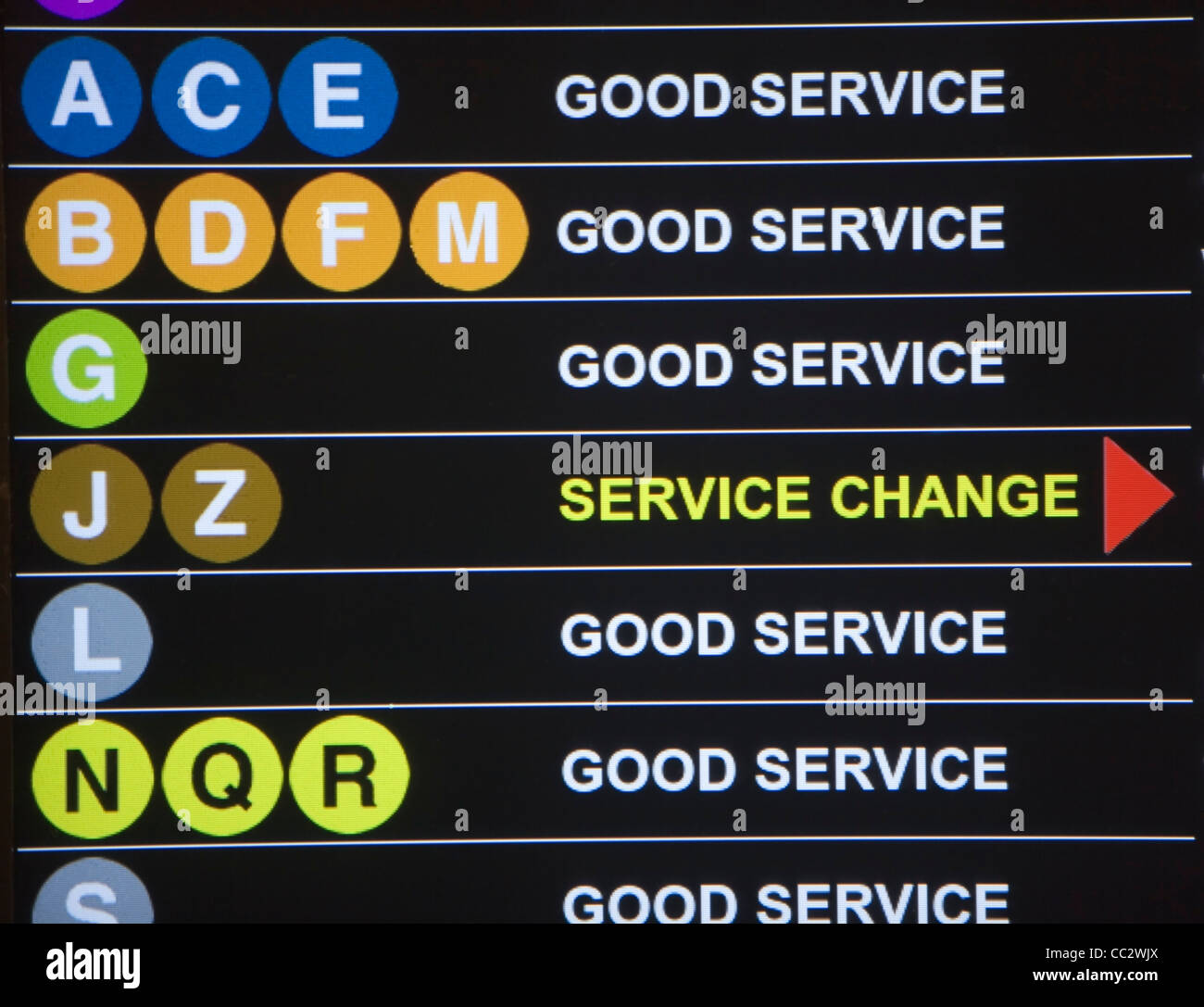 USA, New York City, Underground service information board Stock Photo ...
