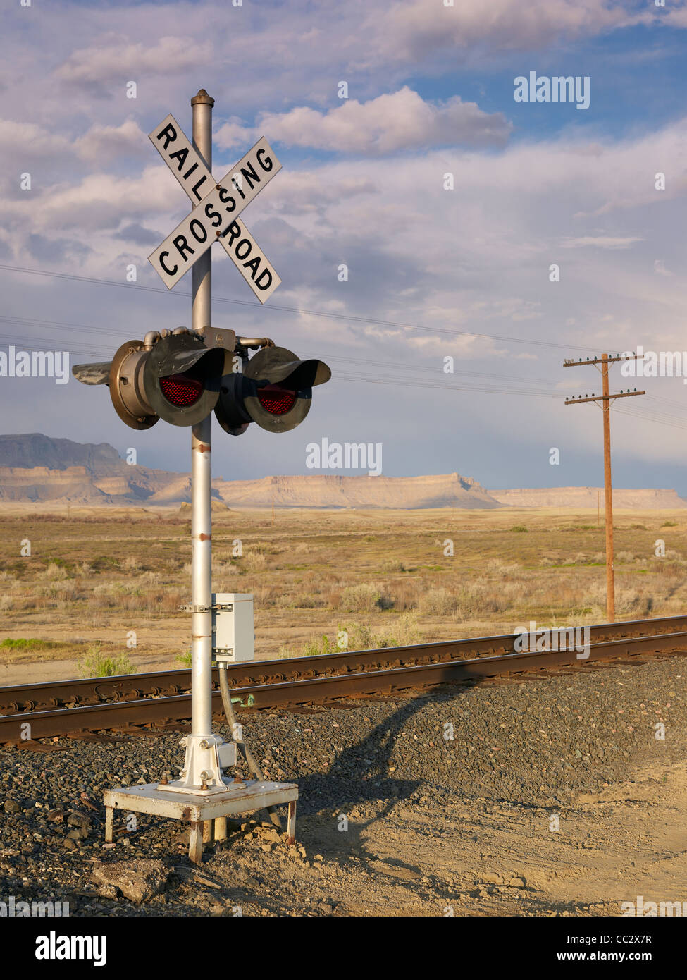 USA, Utah, Desert landscape with railroad crossing Stock Photo - Alamy