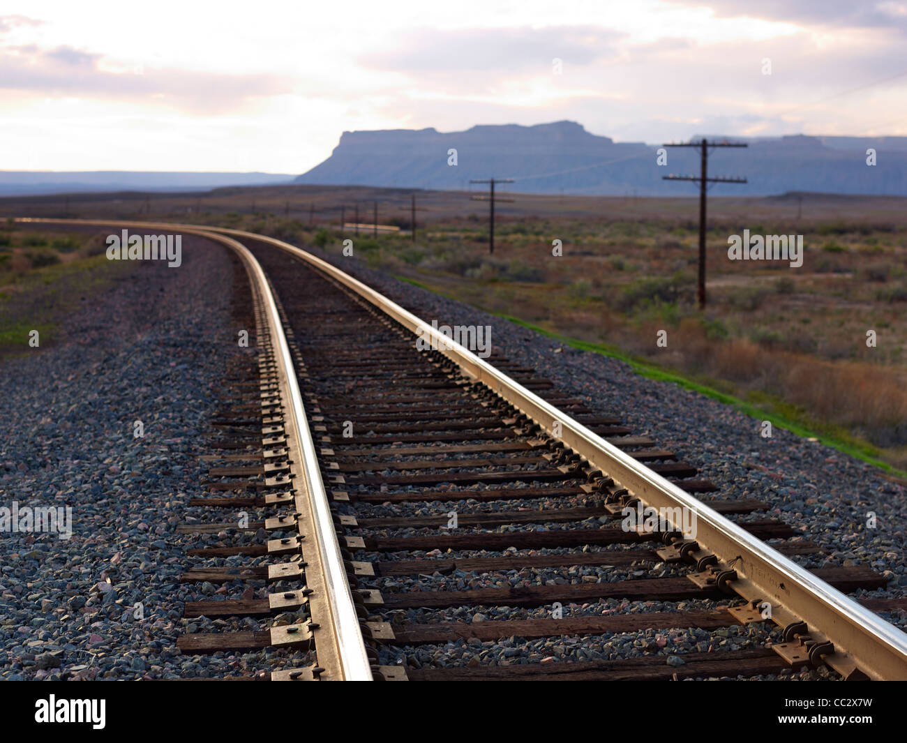 USA, Utah, Desert landscape with railroad track Stock Photo - Alamy