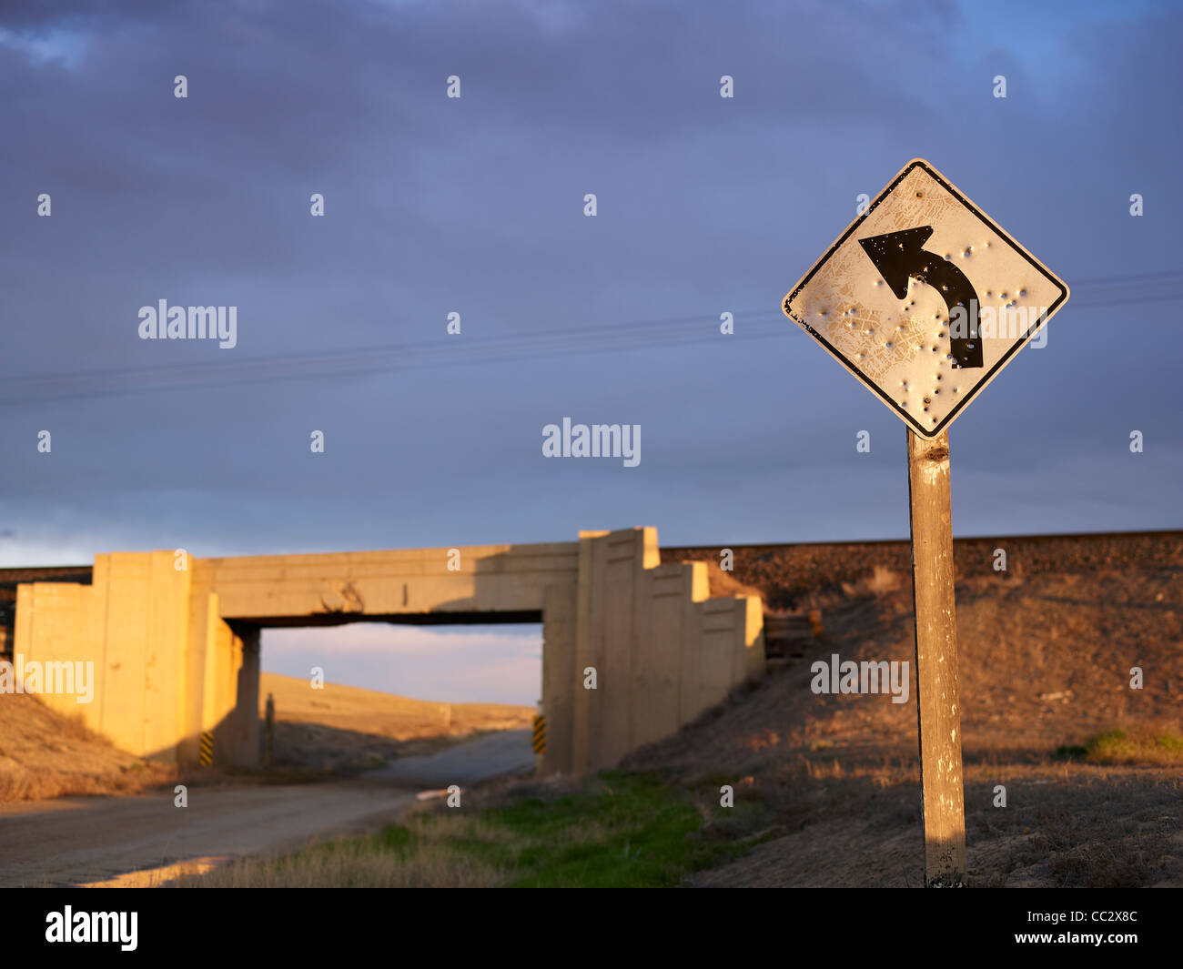 USA, Utah, Road sign and train viaduct Stock Photo - Alamy