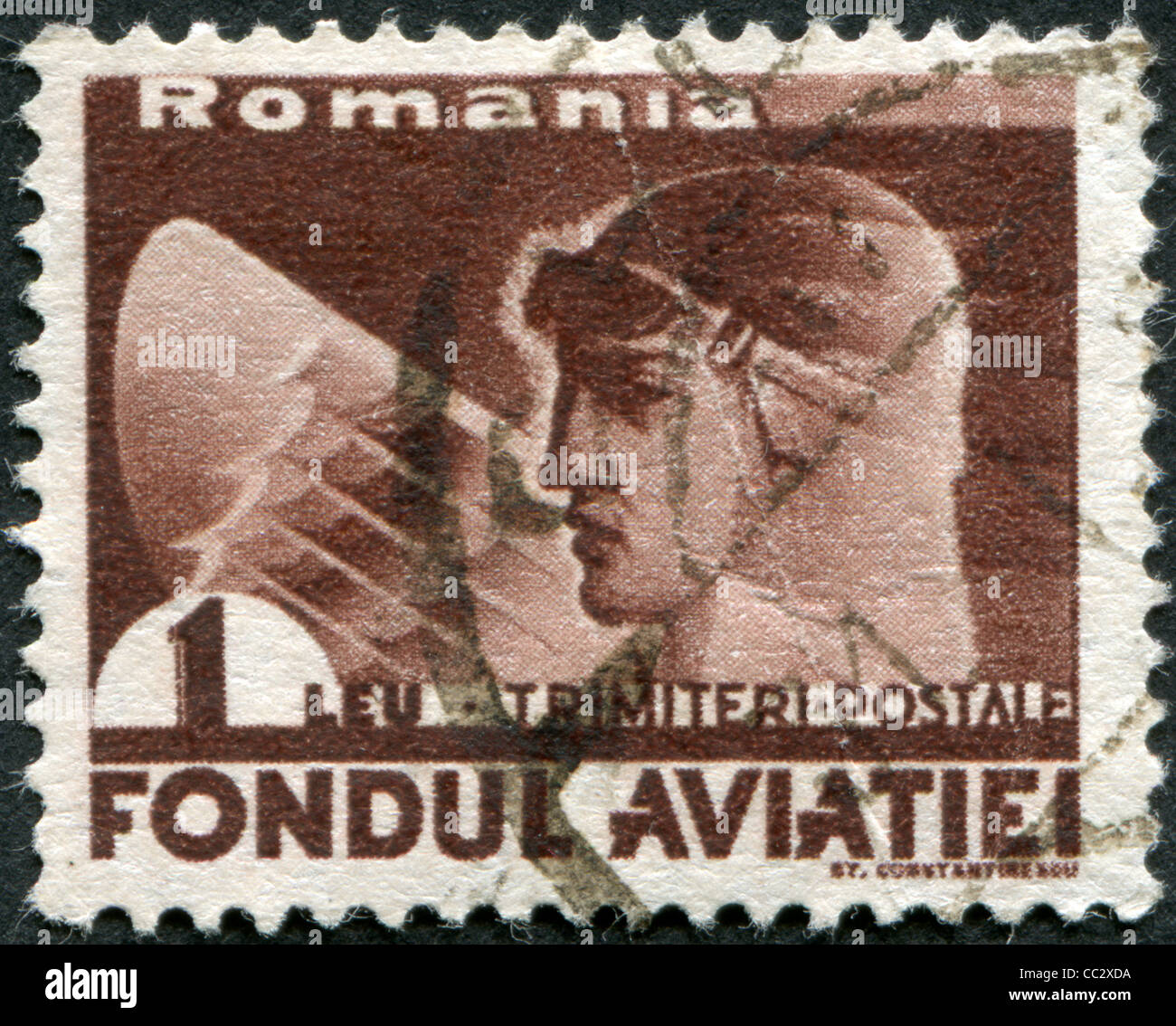 ROMANIA - CIRCA 1936: A stamp printed in the Romania, shows the head of ...
