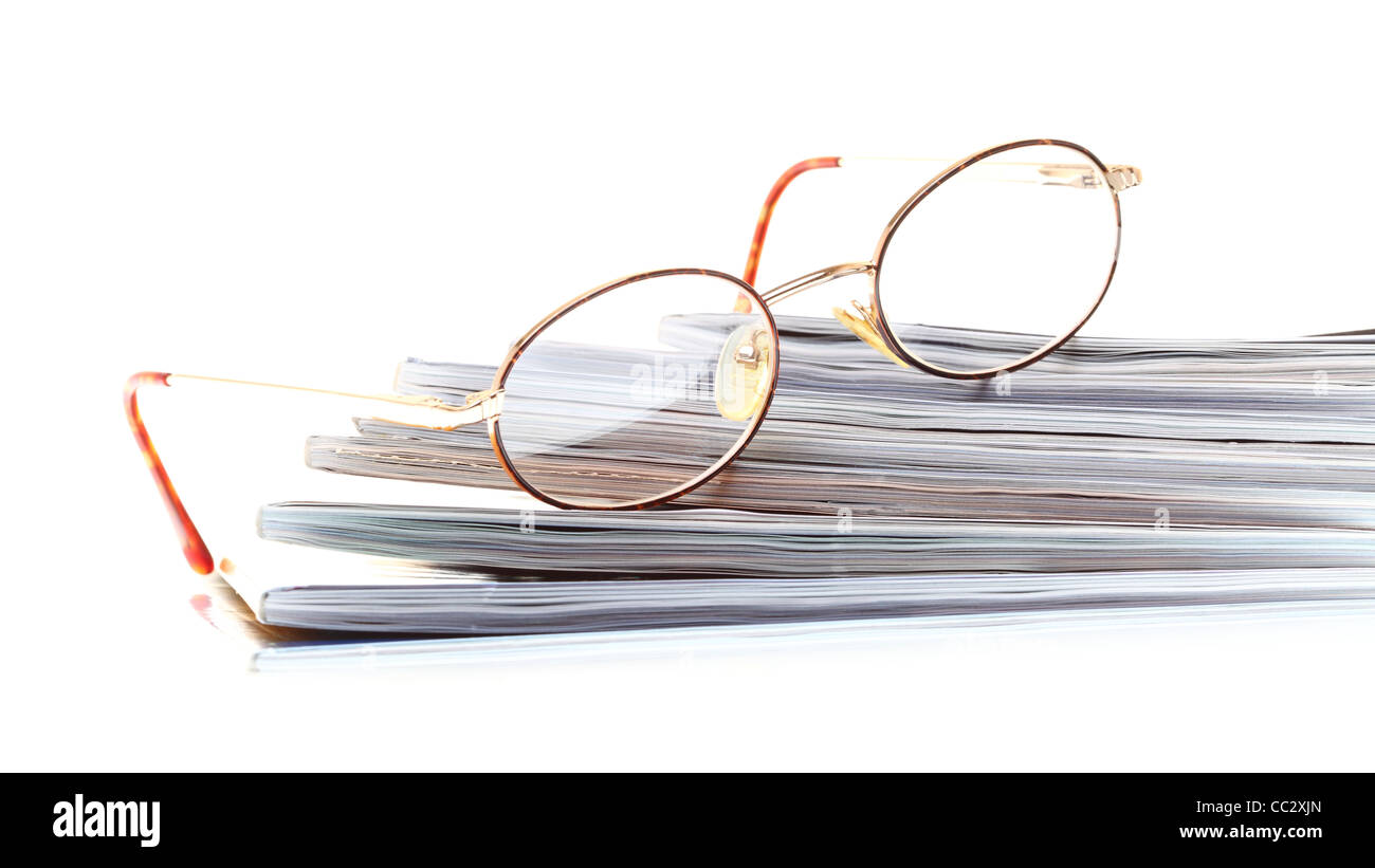glasses eBook reader white isolated background nobody Stock Photo - Alamy