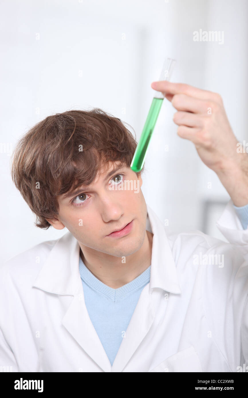 Male student in laboratory Stock Photo - Alamy