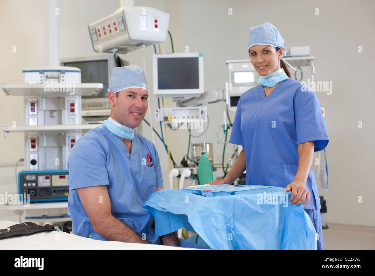 USA, Arizona, Phoenix, Portrait of male and female surgeons in ...
