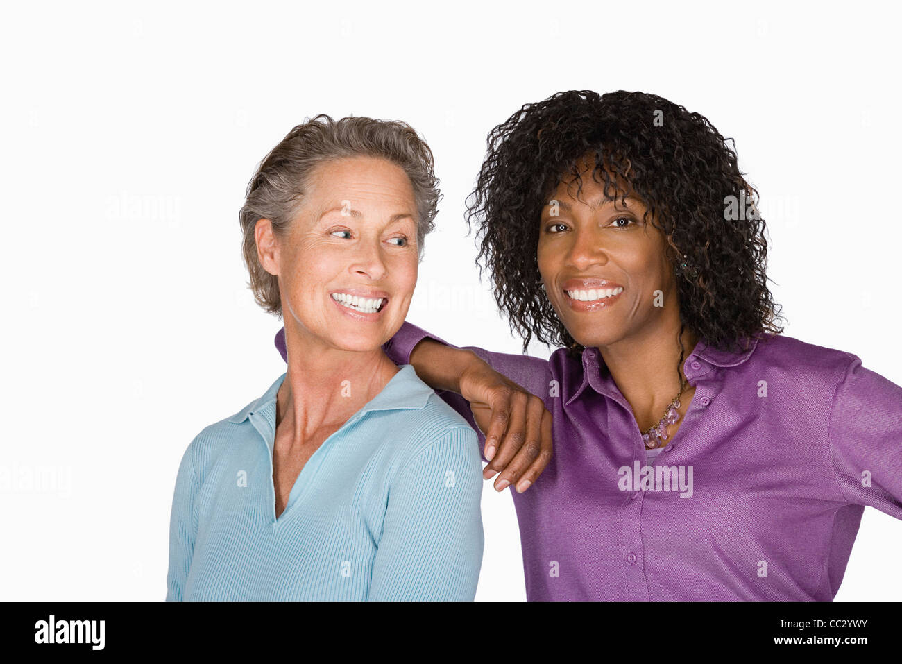 Studio portrait of two mature women Stock Photo - Alamy