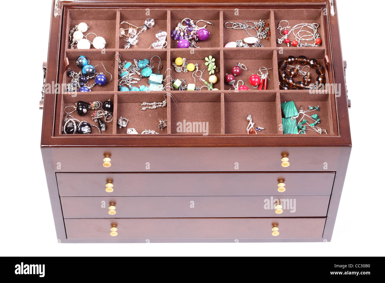 trunk with jewellery, isolated over white background Stock Photo - Alamy