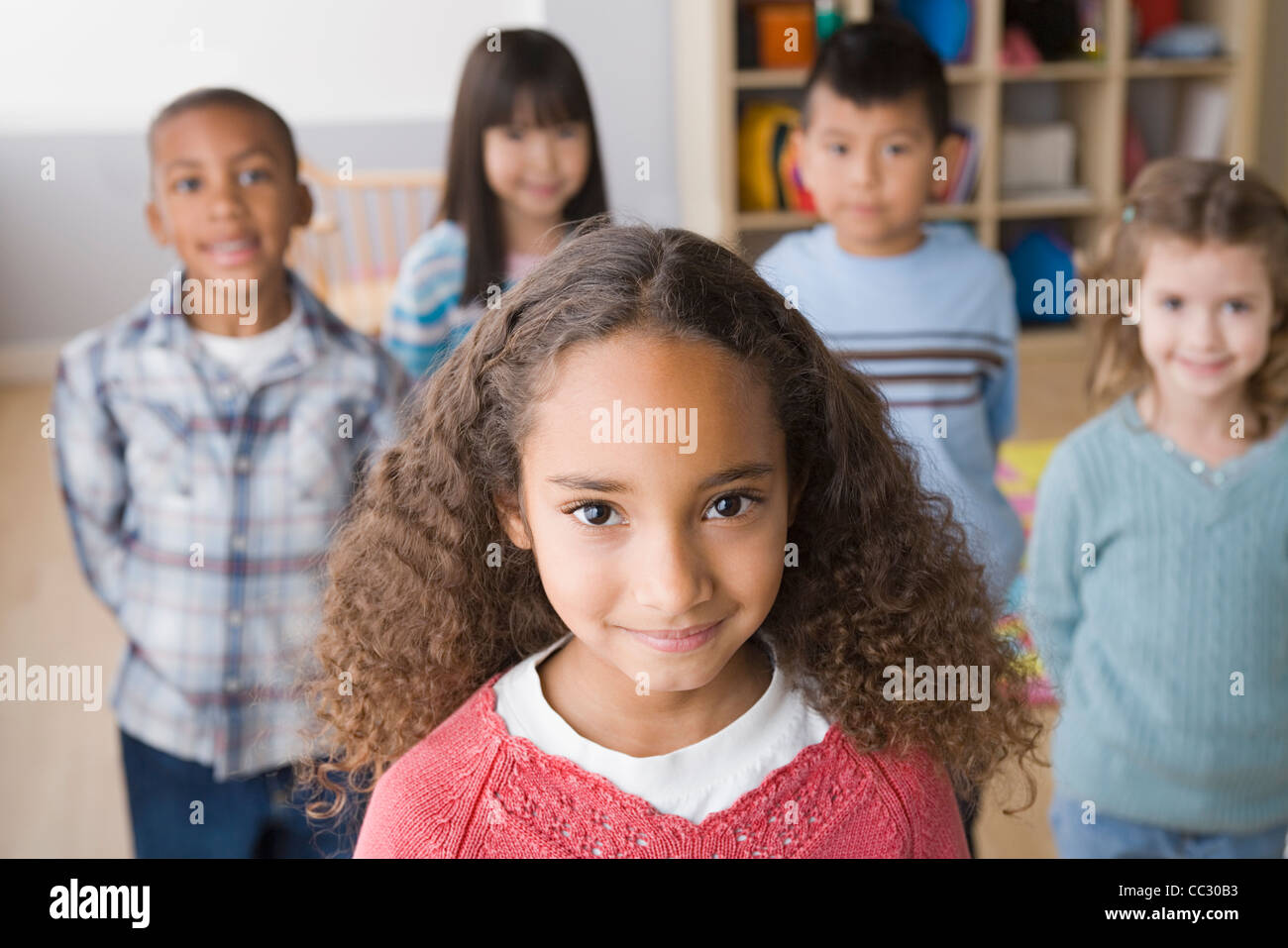USA, California, Los Angeles, Smiling children (6-7) in classroom Stock ...