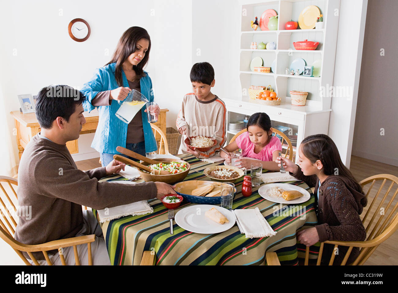 USA, California, Los Angeles, Family with three children (8-9, 10-11 ...