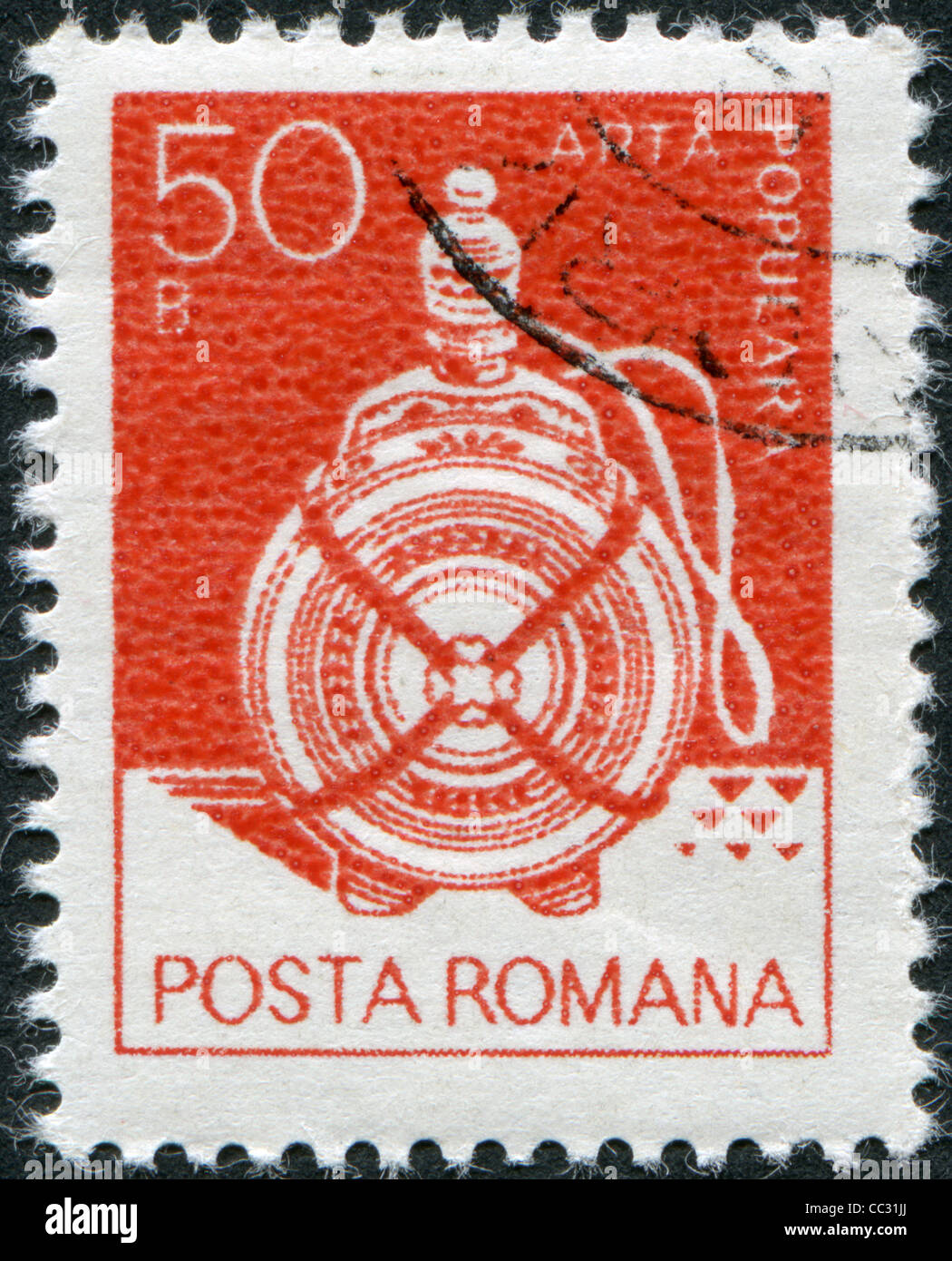 ROMANIA - CIRCA 1982: A stamp printed in the Romania, shows a wooden ...