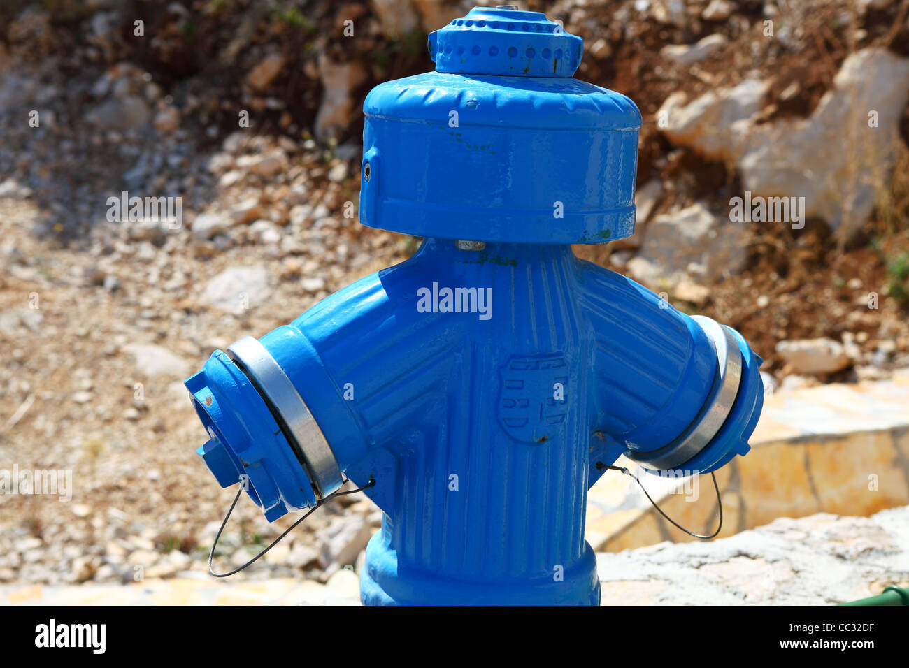 Fire blue hydrant Stock Photo - Alamy