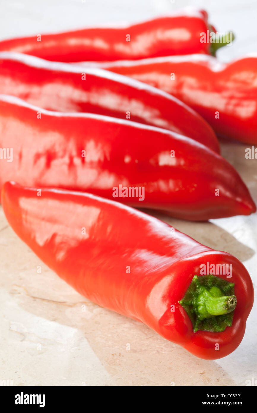 Romano red peppers Stock Photo - Alamy