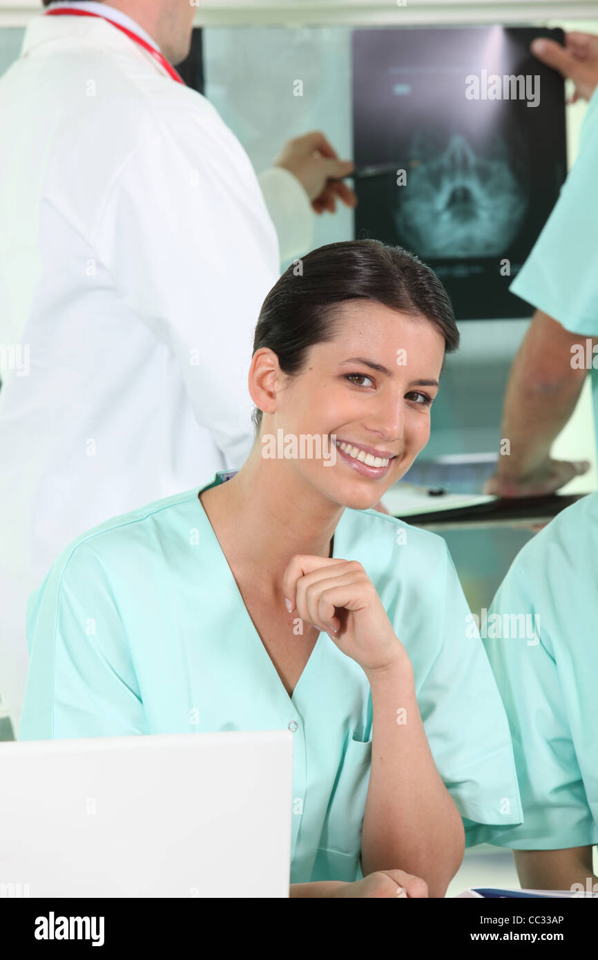 Smiling nurse in a radiology unit Stock Photo - Alamy