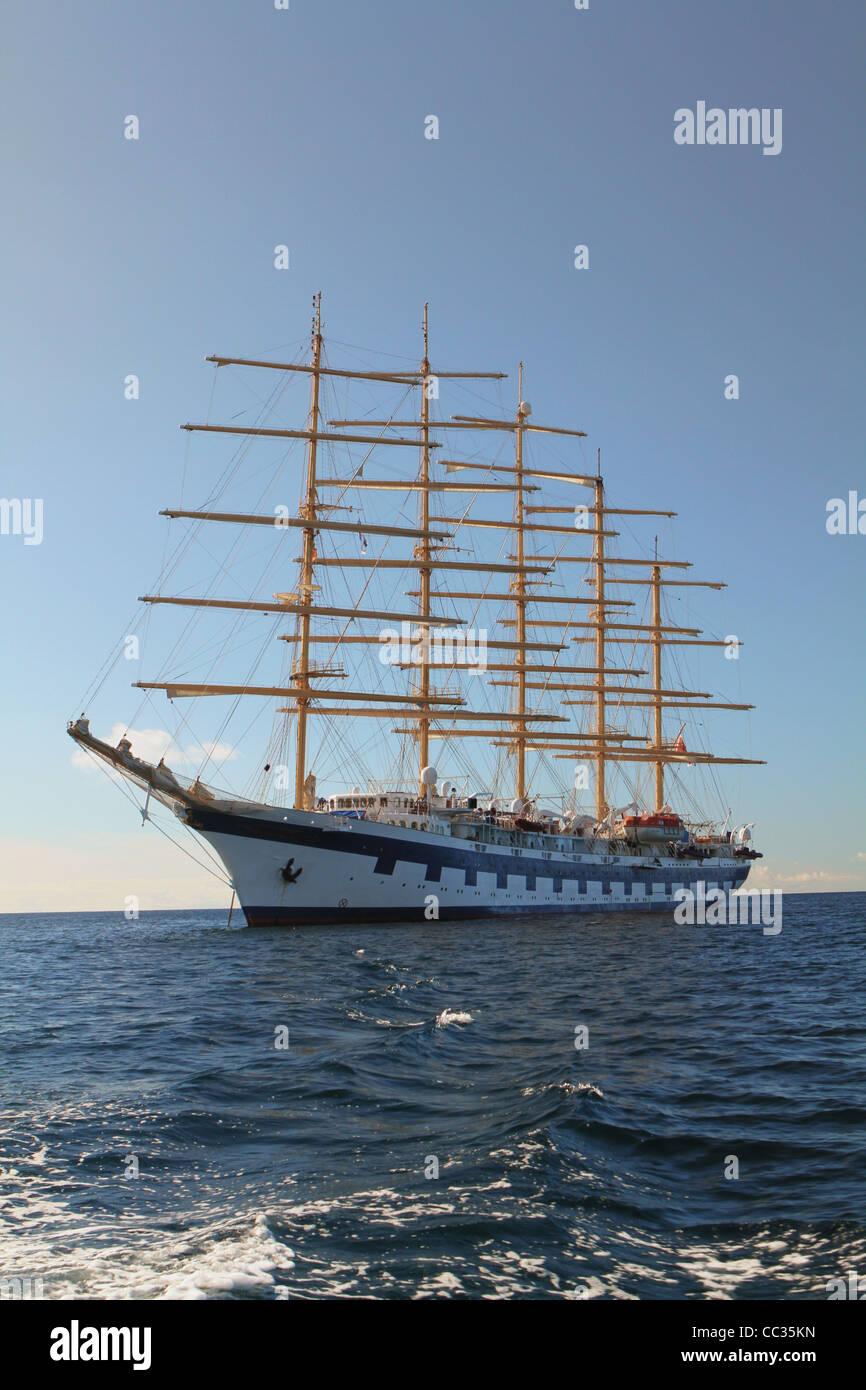 "Royal Clipper" square-rigged sailing ship anchored off Isles des ...