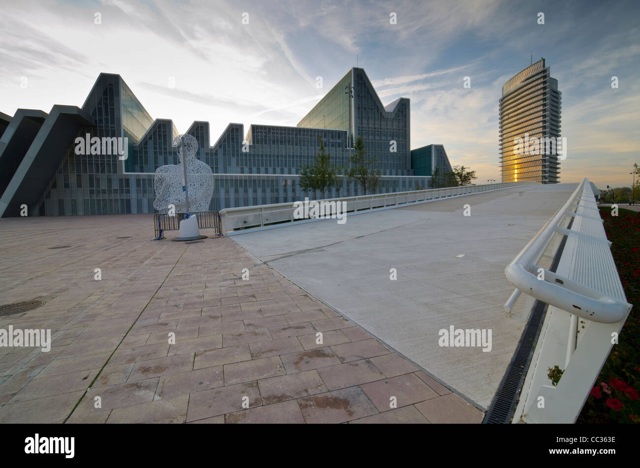 Saragossa Water building and Congress palace. Aragon, Spain Stock Photo ...