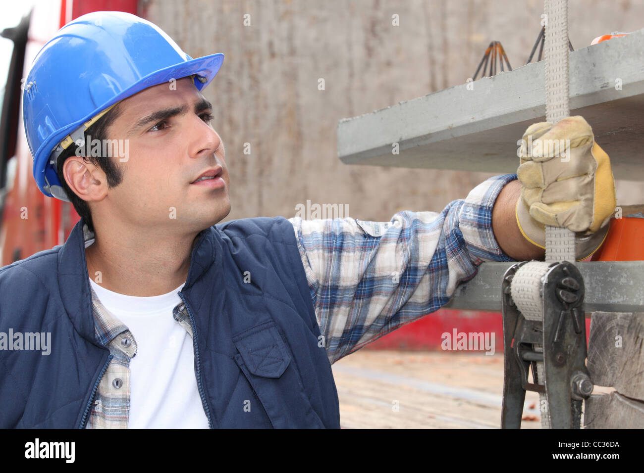 Construction worker on site Stock Photo - Alamy