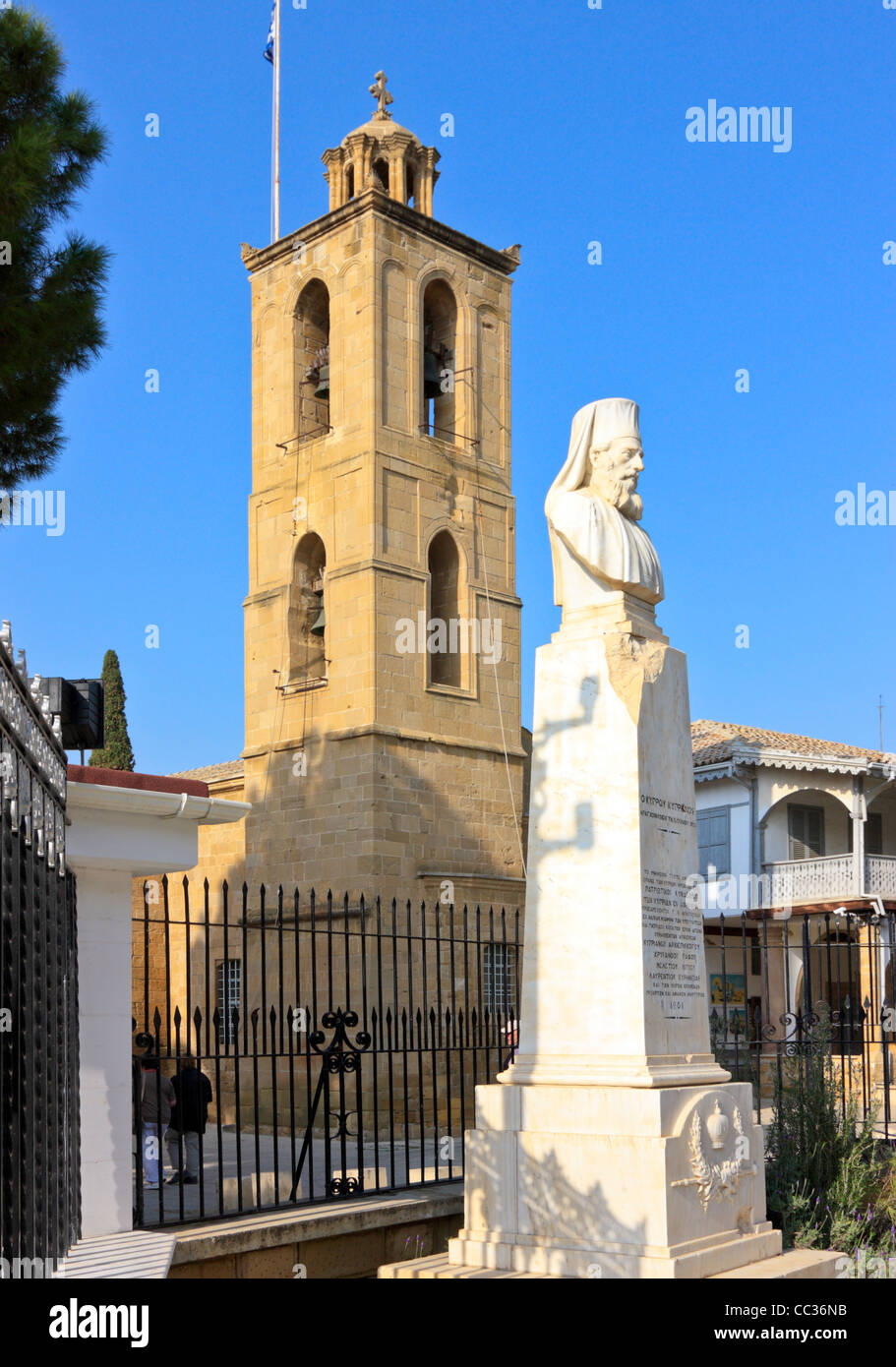 The Statue of Archbishop Makarios III. in front of St. Johns Cathedral ...