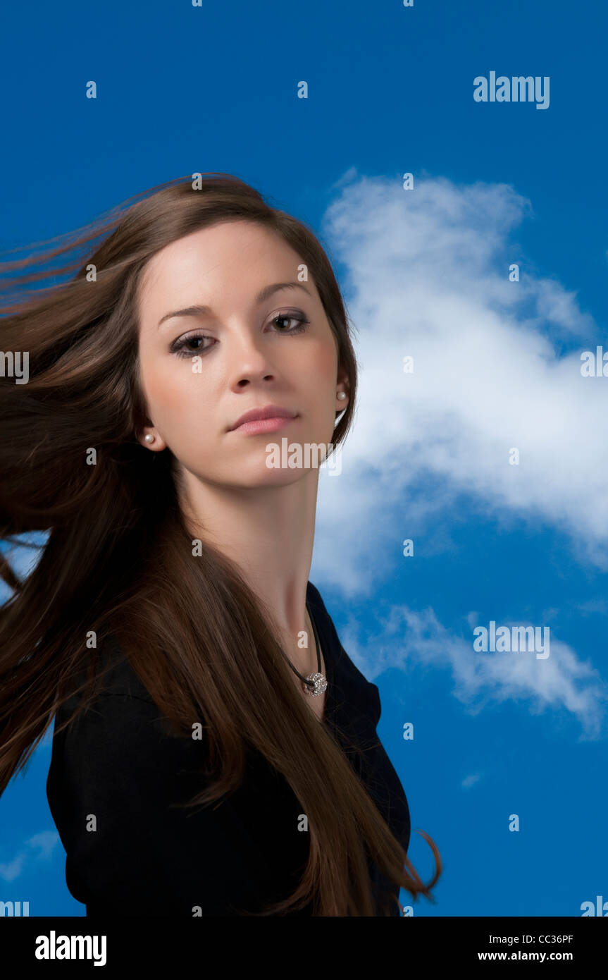 young woman in a windy day Stock Photo - Alamy