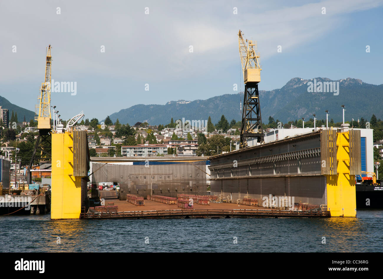 Close-up of an empty dry dock in North Vancouver, British Columbia ...