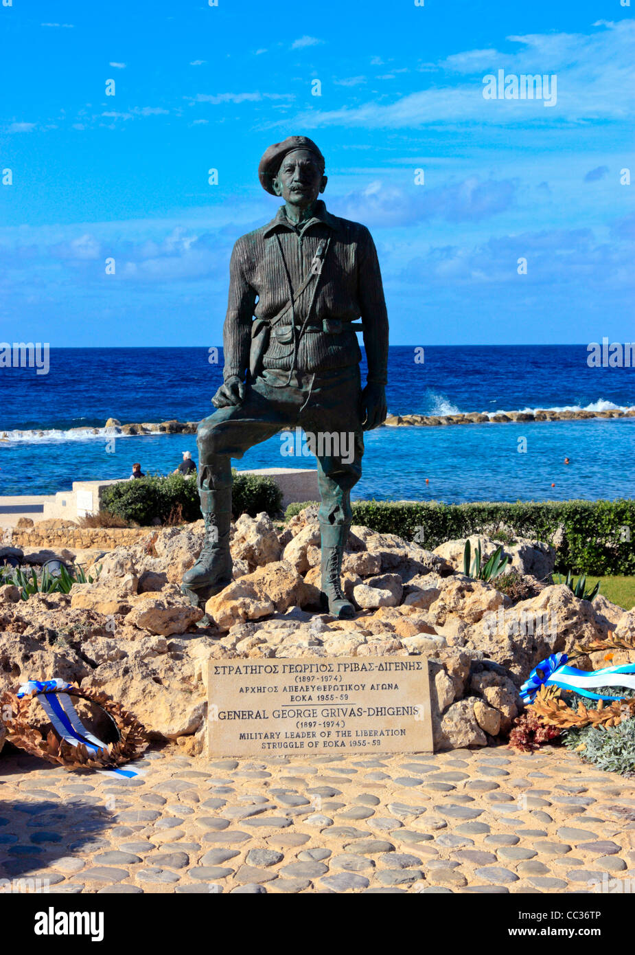 The Statue of General George Grivas Dhigenis in Chlorakas, Cyprus Stock ...