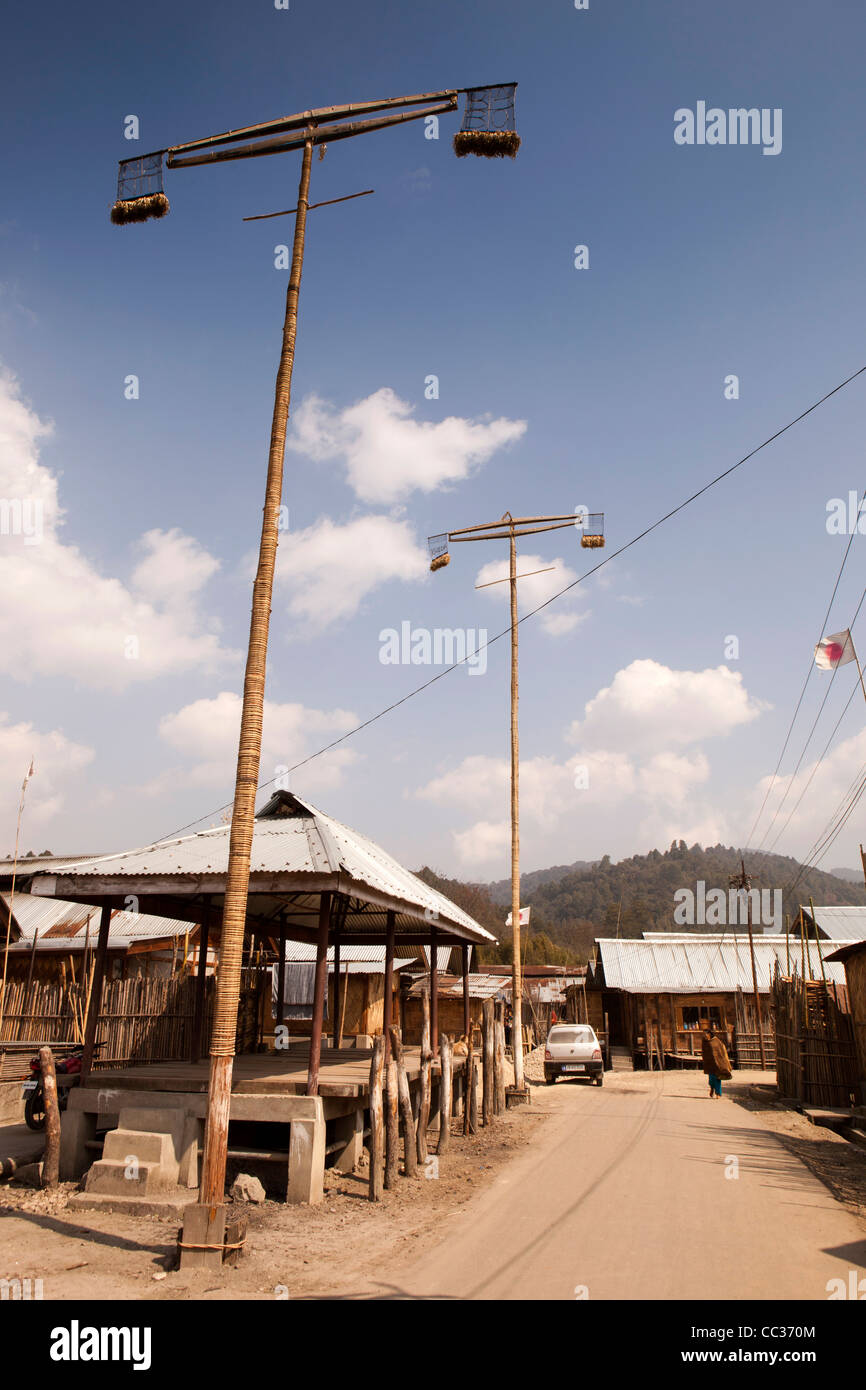 India, Arunachal Pradesh, Ziro Valley, Mida, traditional babo pole and ...
