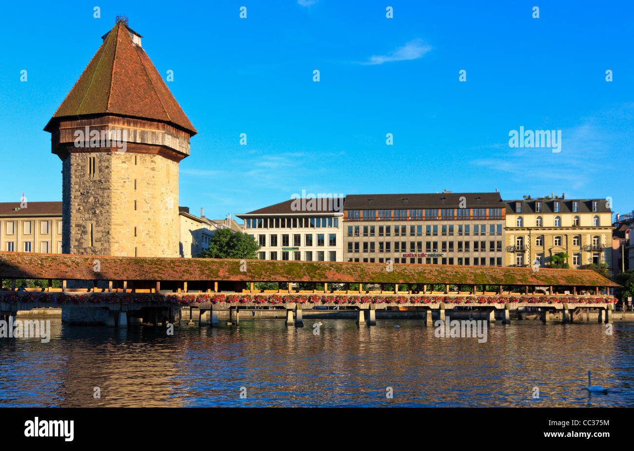 Water Tower and Chapel Bridge in Lucerne, Switzerland Stock Photo - Alamy
