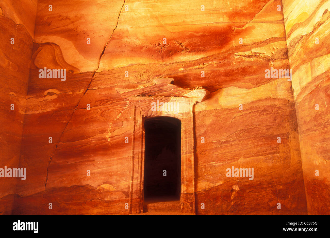 Inside walls of the The Treasury or Al Khazneh in Petra Jordan Middle ...