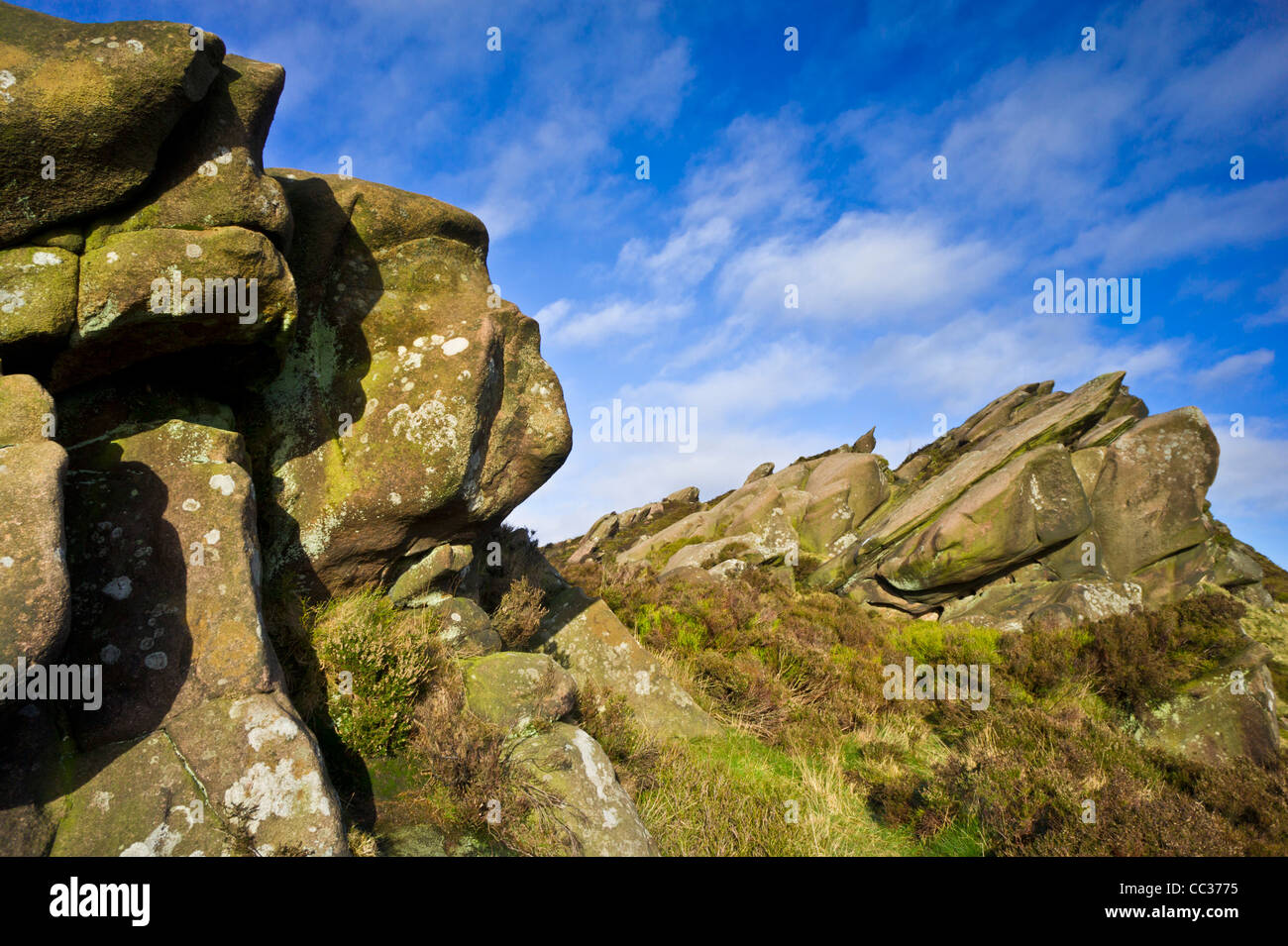 Ramshaw rocks Gritstone crags Peak District national park Staffordshire ...