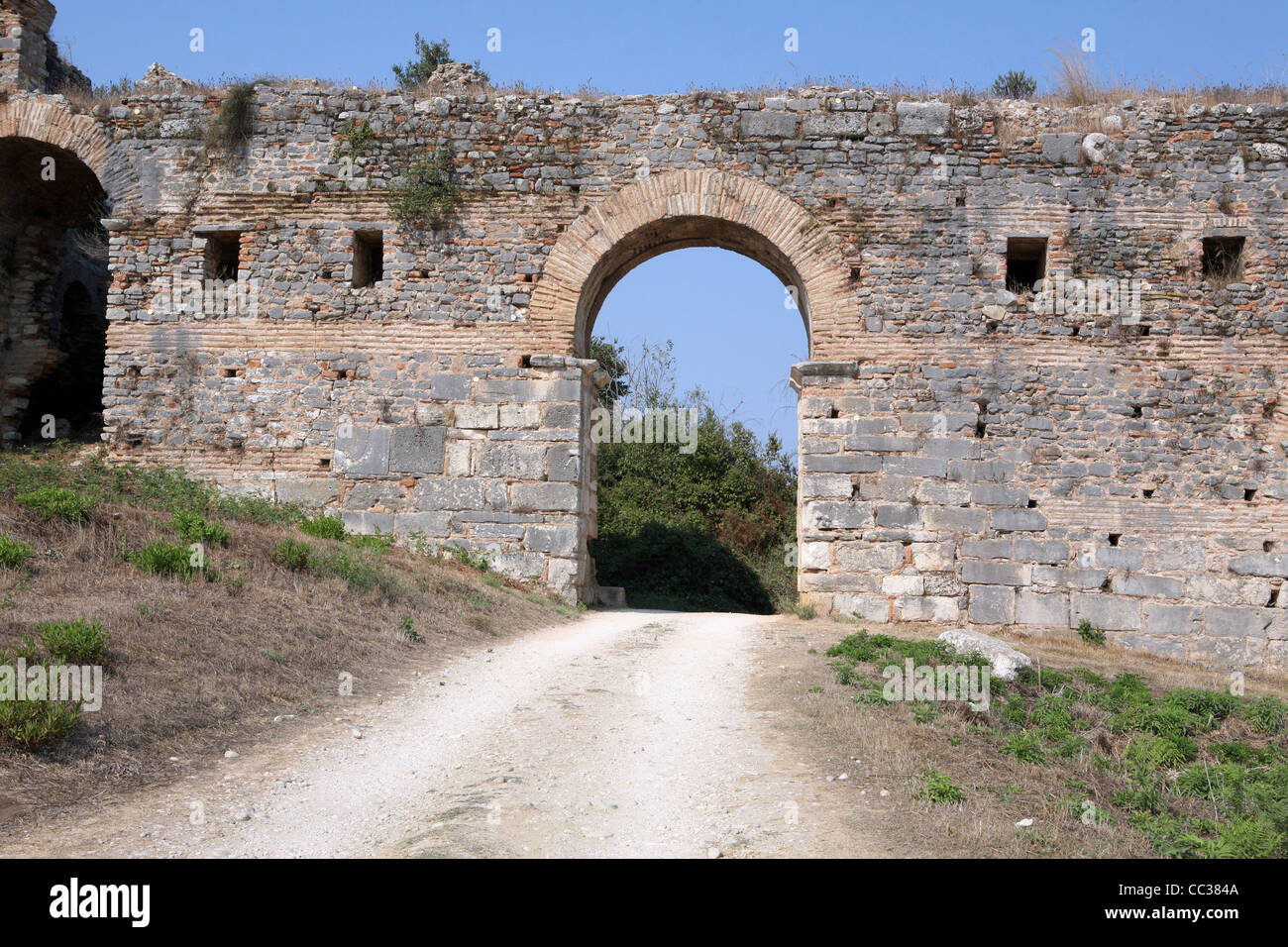 Ancient Roman walls of Nicopolis Nikopolis Emmaus Epirus Greece Europe ...