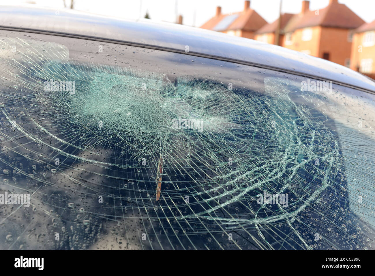 a shattered windscreen on a car england uk Stock Photo - Alamy