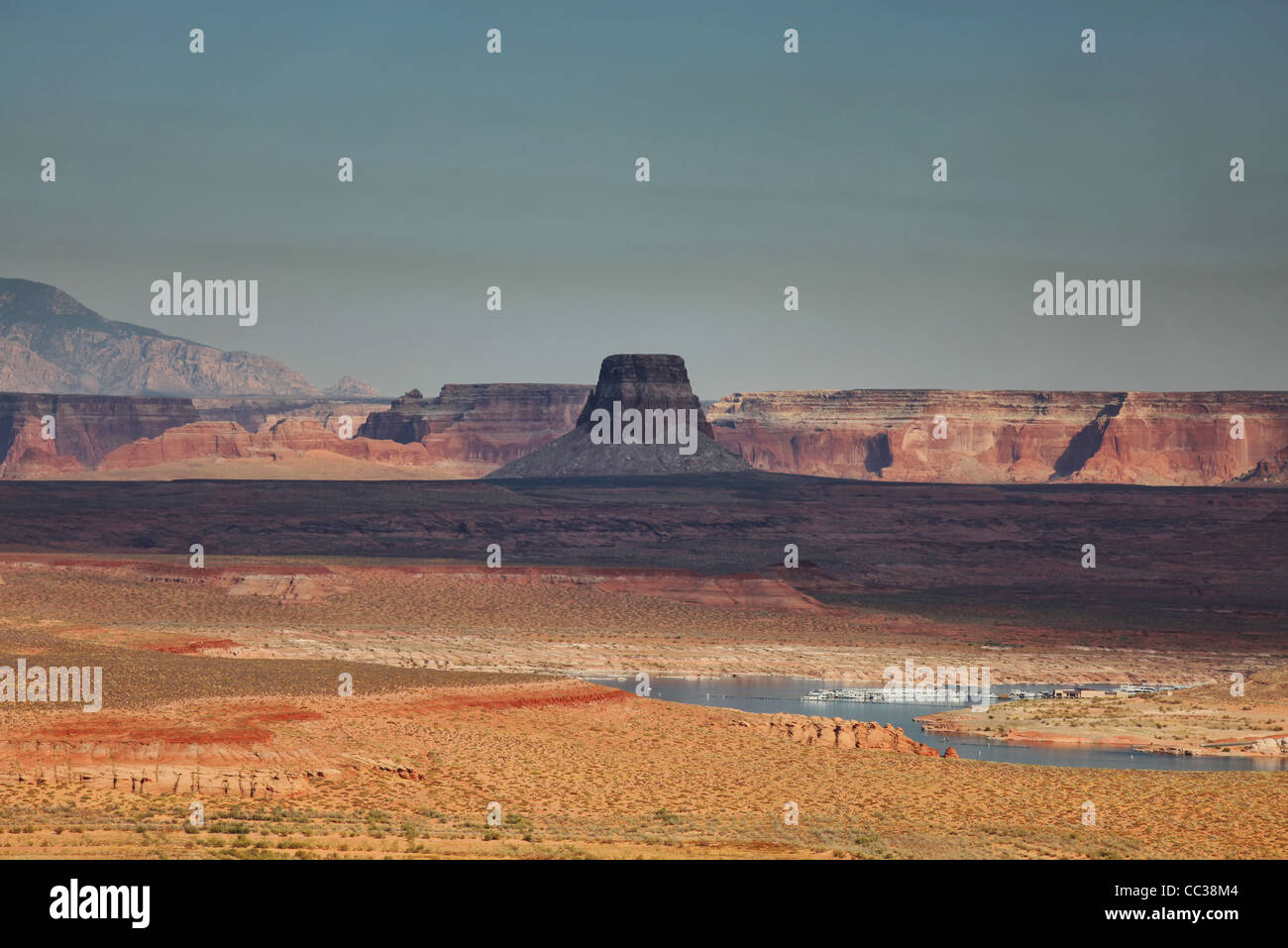 View over Lake Powell, Arizona showing Tower Butte and part of Navajo ...