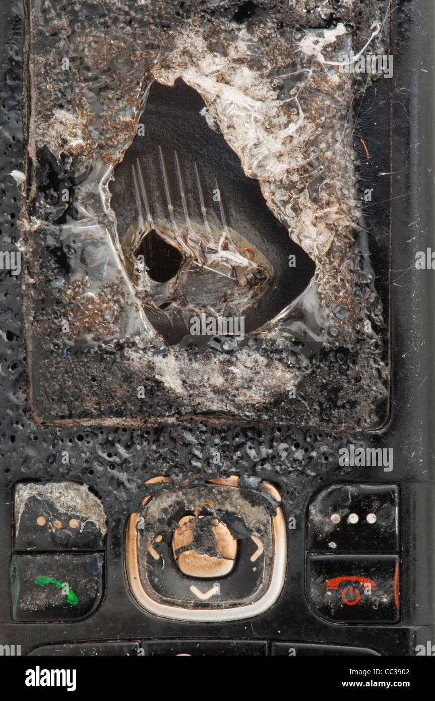 Burned GSM. Display and buttons close up Stock Photo - Alamy