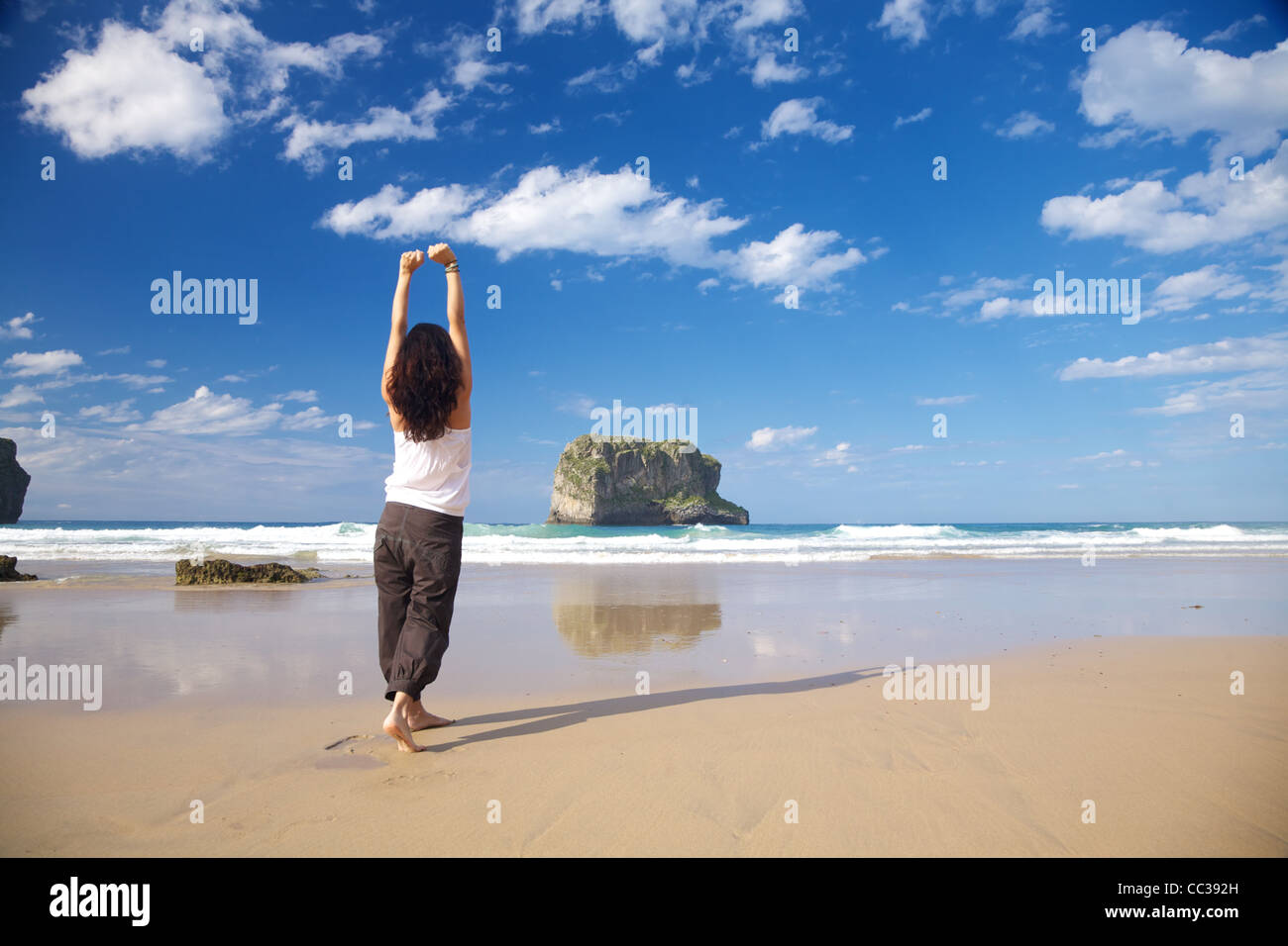 beach of Ballota near to Llanes village in Asturias Spain Stock Photo ...