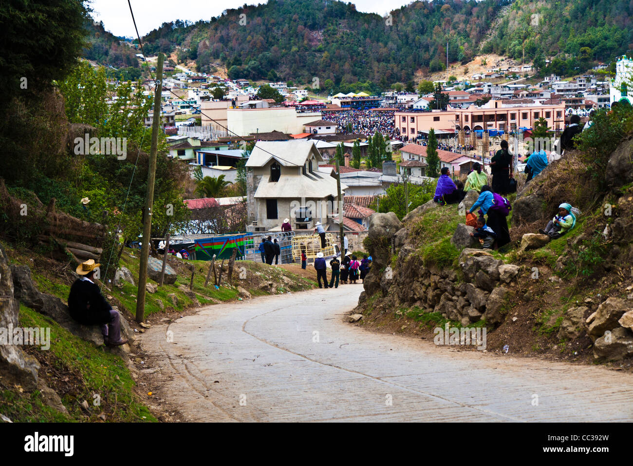 chamula festival bulls danger mexico Stock Photo - Alamy