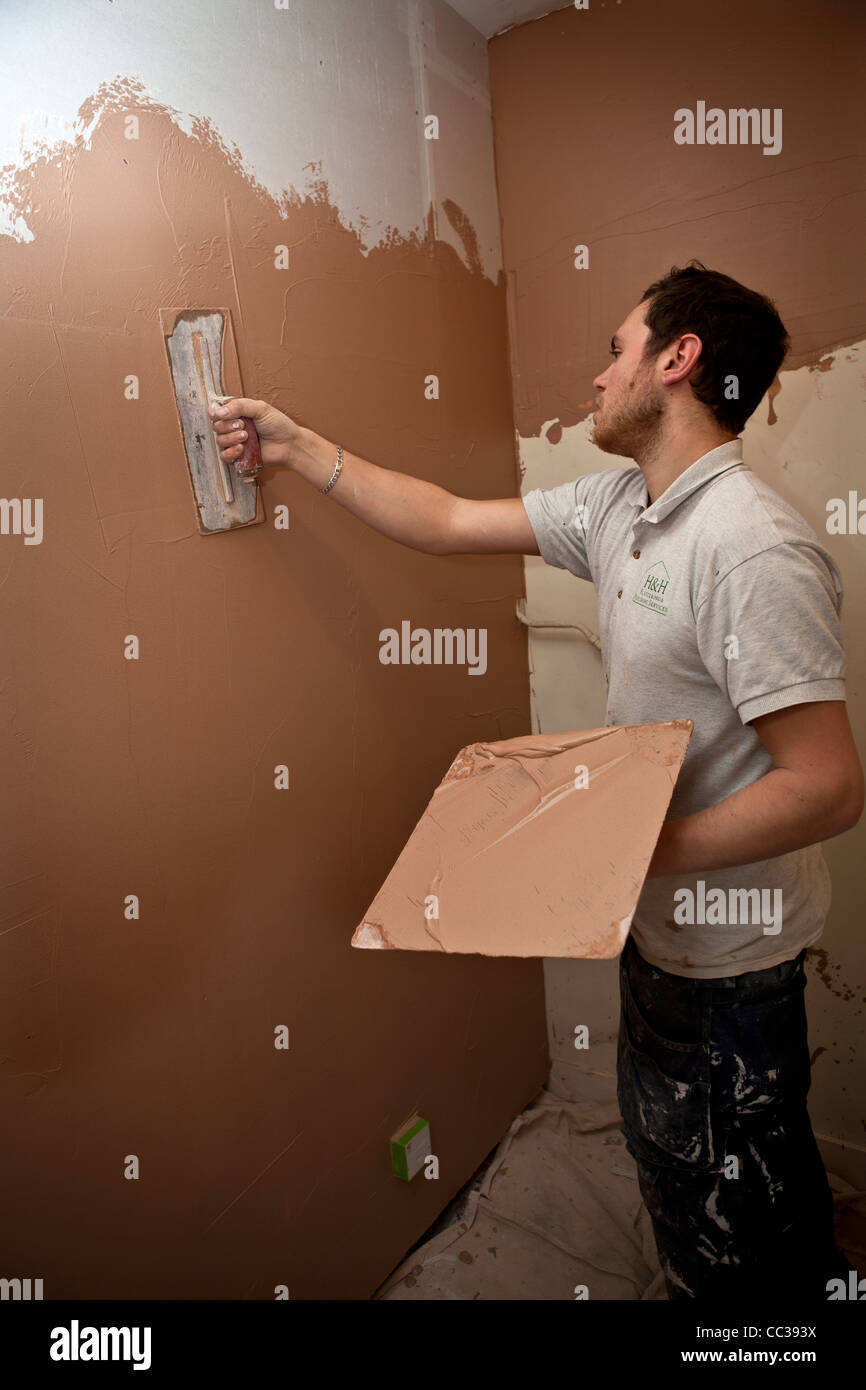Plasterer at work Stock Photo - Alamy