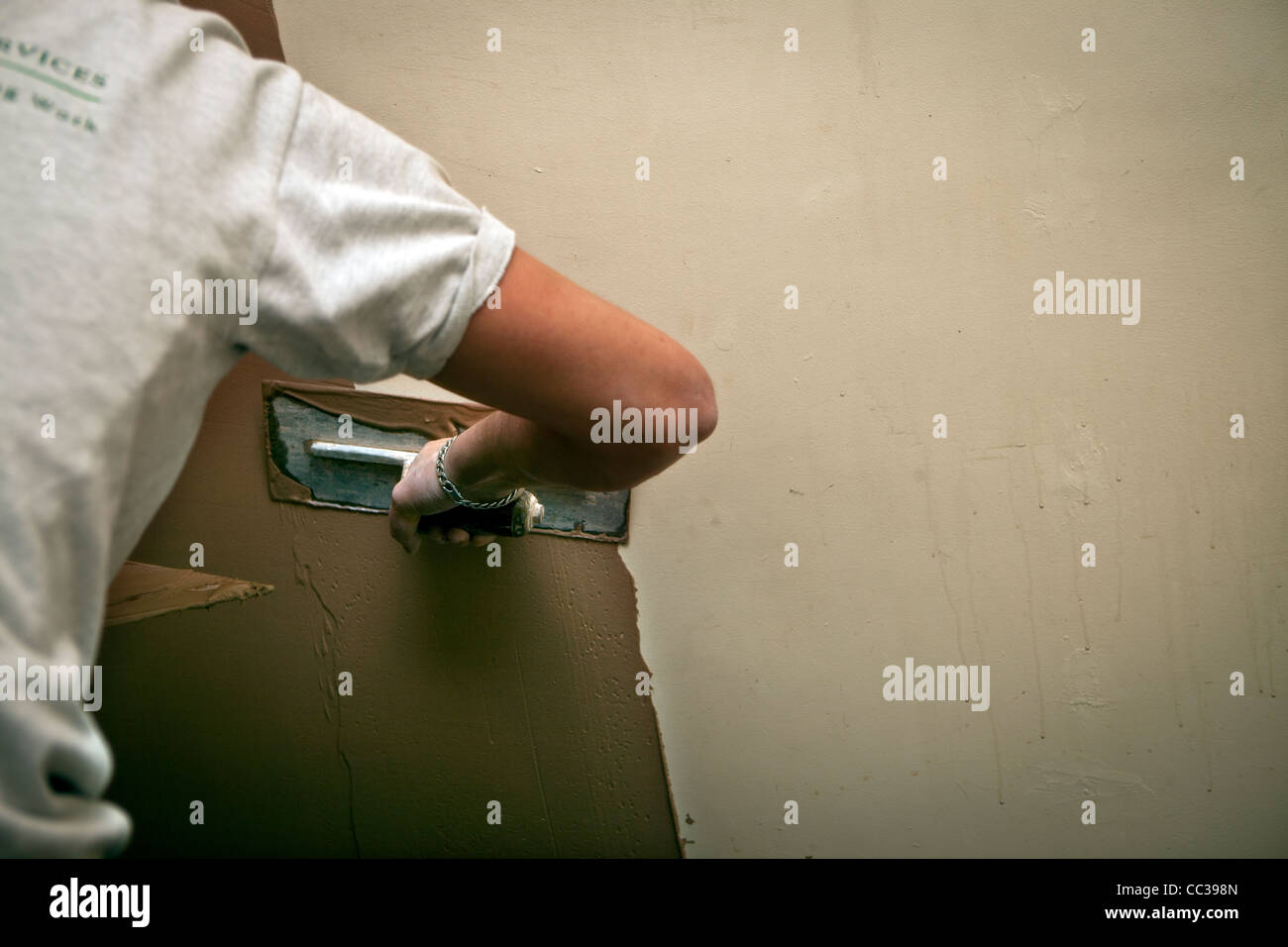 Plasterer at work Stock Photo - Alamy