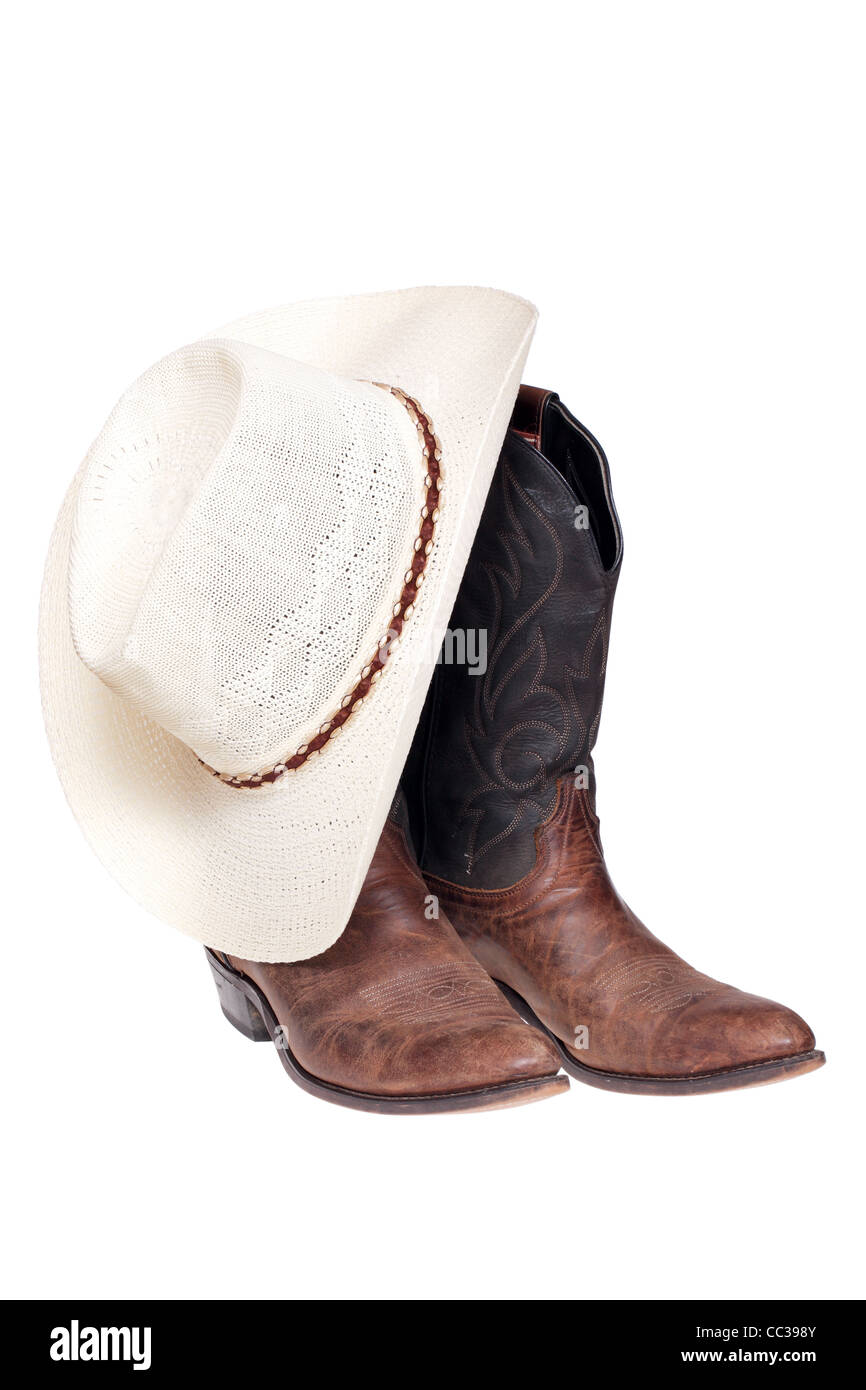 Cowboy boots and hat Stock Photo - Alamy
